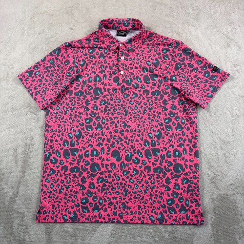 Sunday Swagger Performance Golf Polo Shirt Men Large Pink Multi Leopard ...