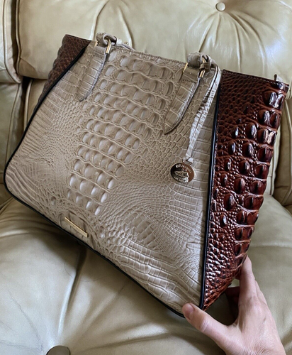 LKNW Brahmin Large Shoulder Bag Irene Tri Color Melbourne Leather Pecan ...