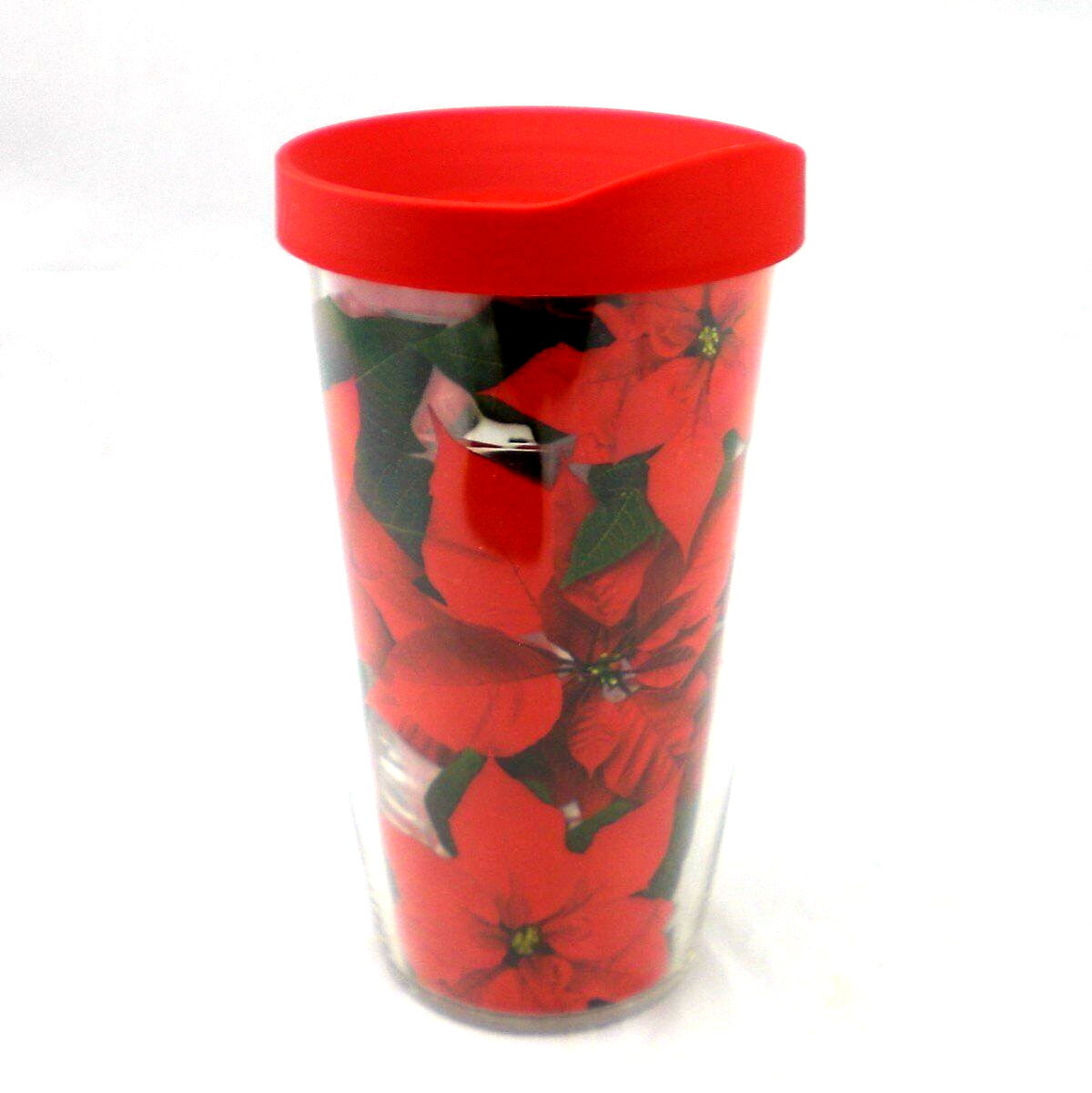 Tervis 16Oz Poinsettia Christmas Travel Tumbler w Red Travel Lid NEW ...