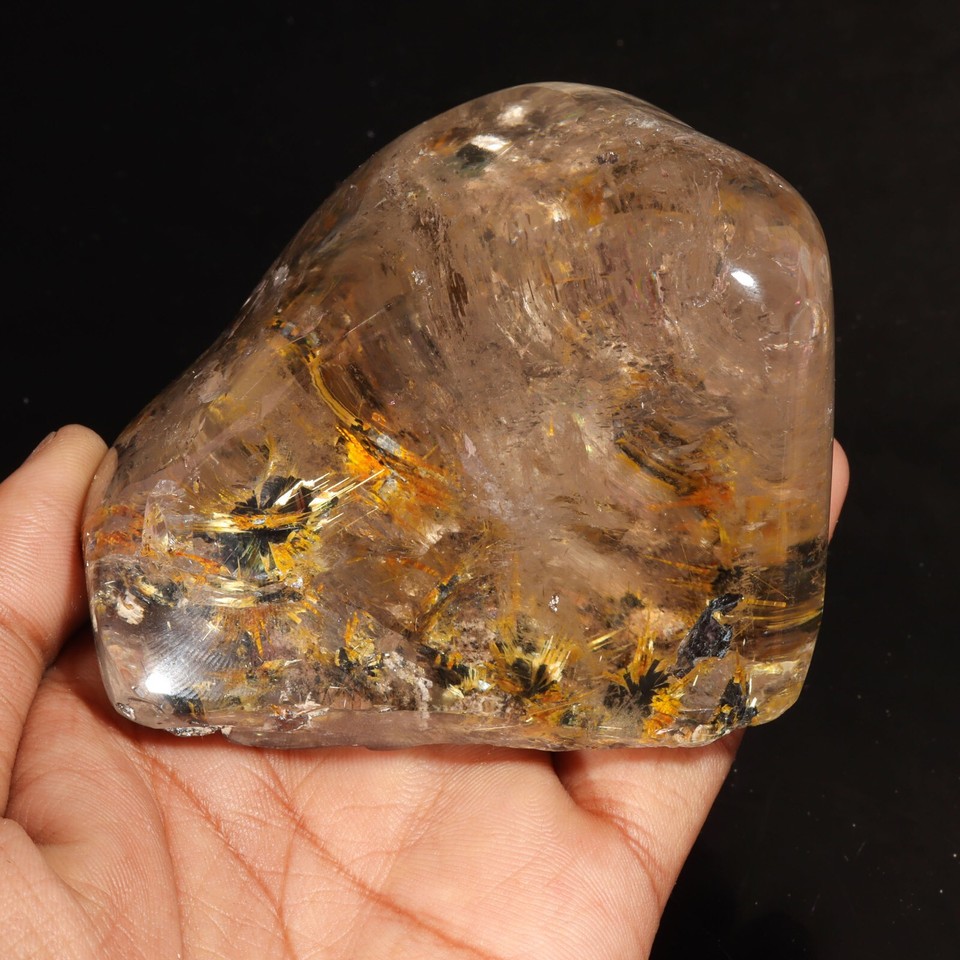 NATURAL GOLDEN RUTILATED QUARTZ POLISHED ROUGH SPECIMEN GEMSTONE 515 ...
