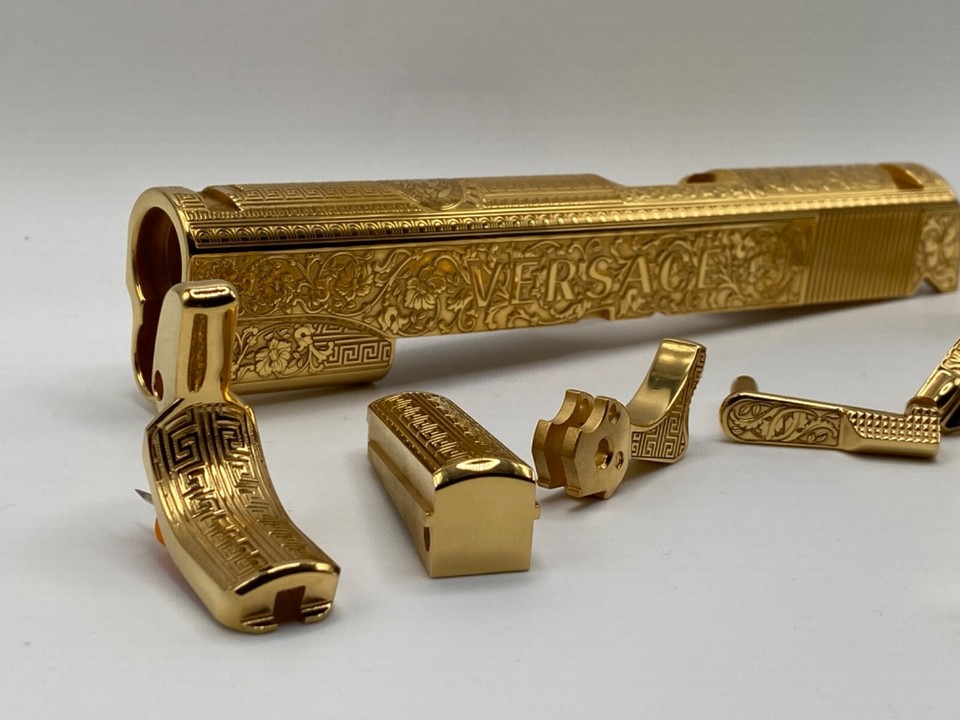 Deep laser engraved 1911 government slide and accent kit 24k gold ...