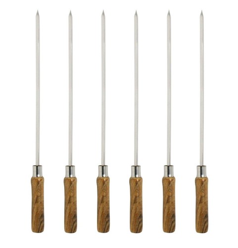 6 X BBQ SKEWER WOODEN HANDLE 8MM 20'' BBQ KEBAB STICKS FOOD GRILL 51 ...