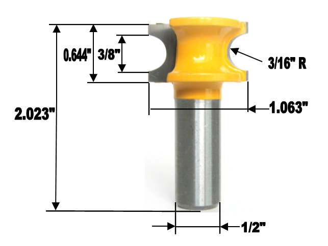 1-pc 1/2" Shanks 3/16" Radius Half Round Bullnose Router Bit sct-888 | eBay