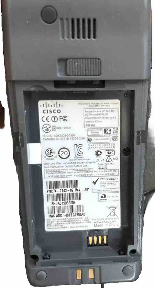 Cisco CP-7926G Unified Wireless IP Phone with charger. Setting Lock | eBay