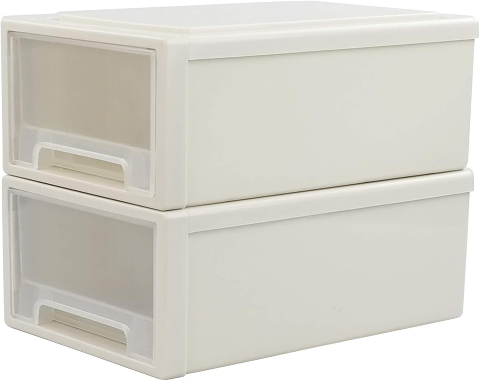 18L Stacking Chest Storage Drawer Box Bin, Desktop Office Organizer, 1 ...