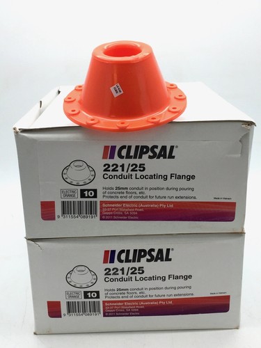 Clipsal 221/25 Conduit Locating Flange Orange 80mm Fixing Diameter x20 ...
