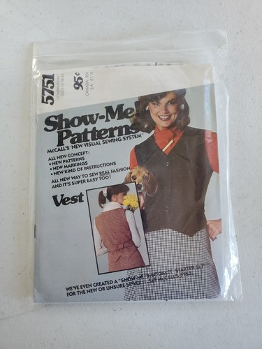 VTG 1977 McCall's Show-Me! Patterns Vest sewing pattern 5751 SIZE 16 18 ...