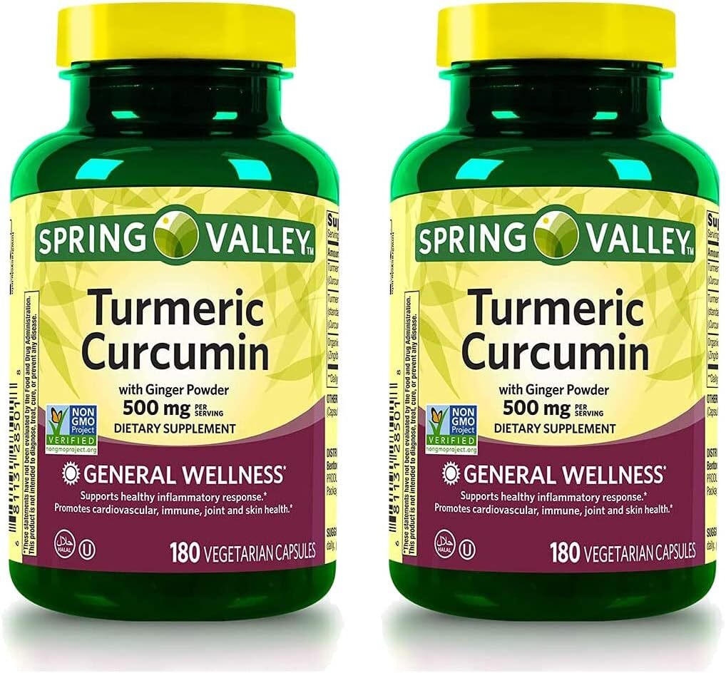 Spring Valley Turmeric Curcumin 500mg with Ginger Powder, General ...
