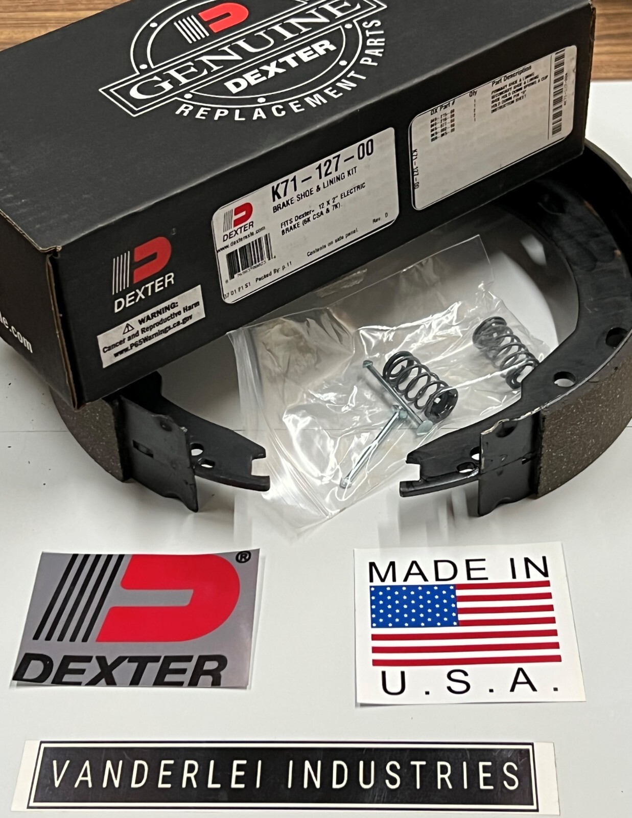 DEXTER Geniune K71-127-00 12" x 2" Electric Brake Shoe Lining Kit (6K ...