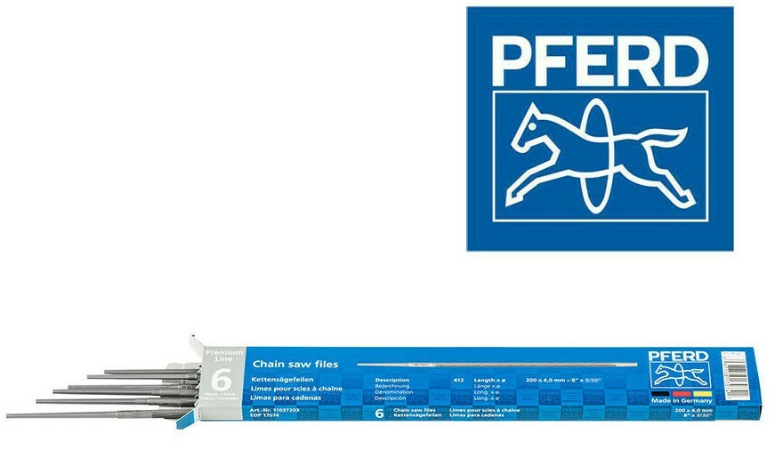 PFERD 17076 3/16" Round Chain Saw File 8" Length Premium Cut (6pk) for ...