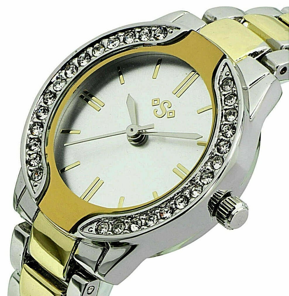 Spirit Ladies' Two Tone; Gold & Silver Stylish Stone Set Bracelet Watch ...