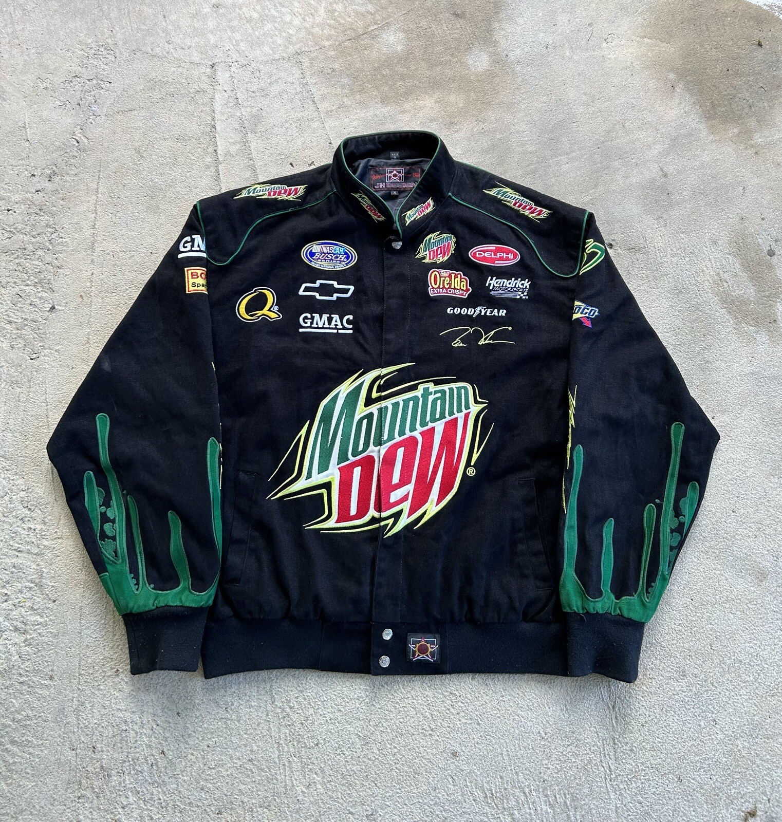 Vintage 90s NASCAR Brian Vickers Mountain Dew Jeff Hamilton Jacket | eBay
