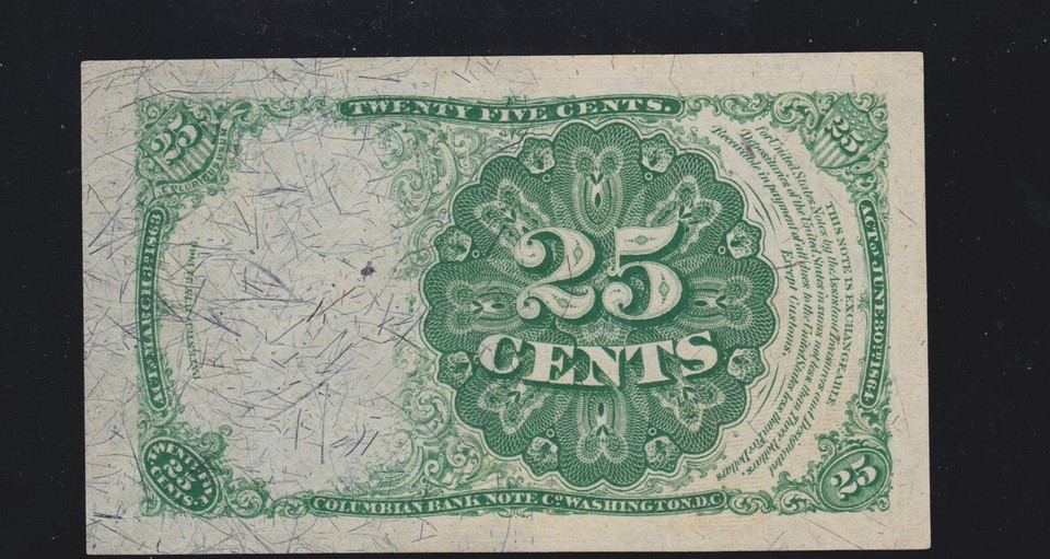 US 25c Fractional Currency Note Thin Key Position 8-C FR 1308 Ch CU (06 ...