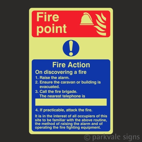 Photoluminescent Caravan Fire Action Sign (7825) | eBay UK