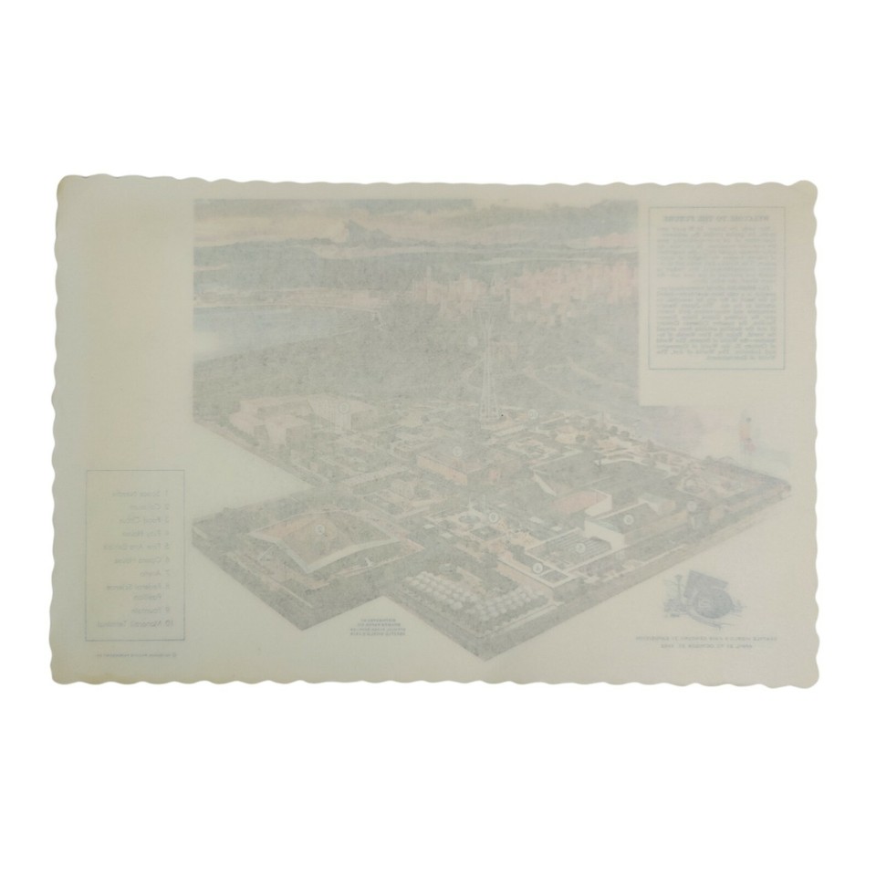 Century 21 Exposition 1962 Seattle Worlds Fair Litho Map on Parchment ...