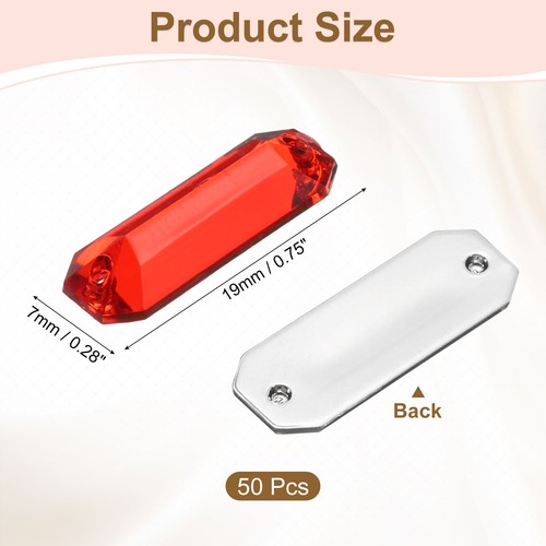 50Pcs 19x7mm Flat Back Sew on Rectangle Plastic Rhinestones Beads, Dark ...