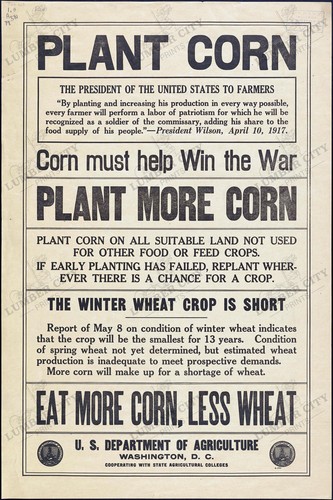 Plant Corn 1917 US WW1 Agriculture Poster Reproduction Wall Art Print ...