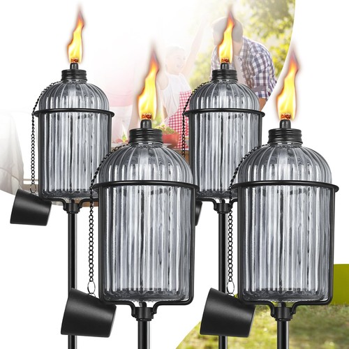 4 Pack Gray Glass Garden Torch, Colorful Outdoor Torch Garden Décor,61 ...