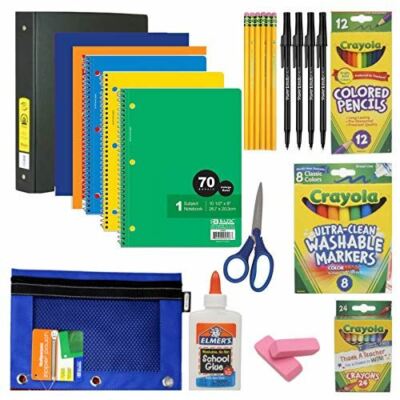 Elementary & Middle Back to School Supplies Bundle Kit ~ K-8 ~ 24 Piece ...