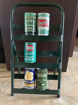 Vintage Oil Can Rack Service Station Island Oil Rack | eBay