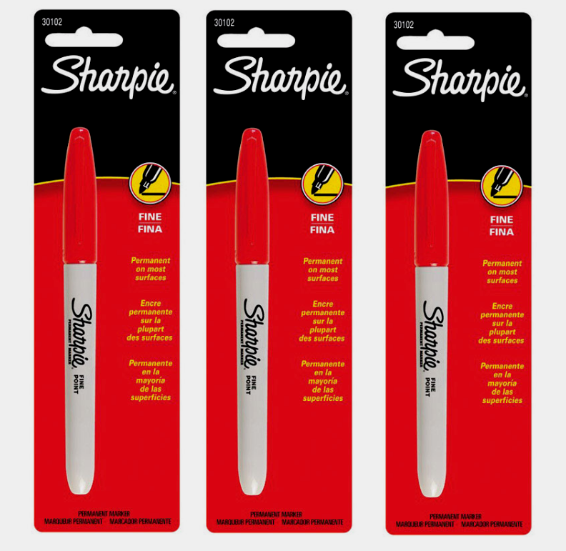 3 Sharpie FINE TIP Red PERMANENT MARKER 1pk Thin Line Water/Fade ...