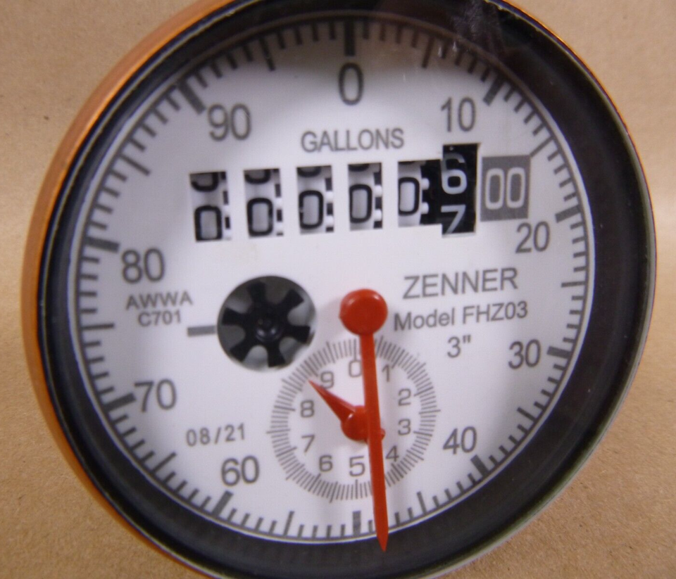 New ZENNER FHZD Fire Hydrant Backflow Meter 3" Register U.S. Gallon ...