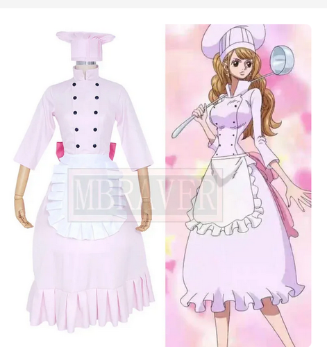 One Piece Charlotte Pudding Cook Chef Suit Cosplay Halloween Uniform ...