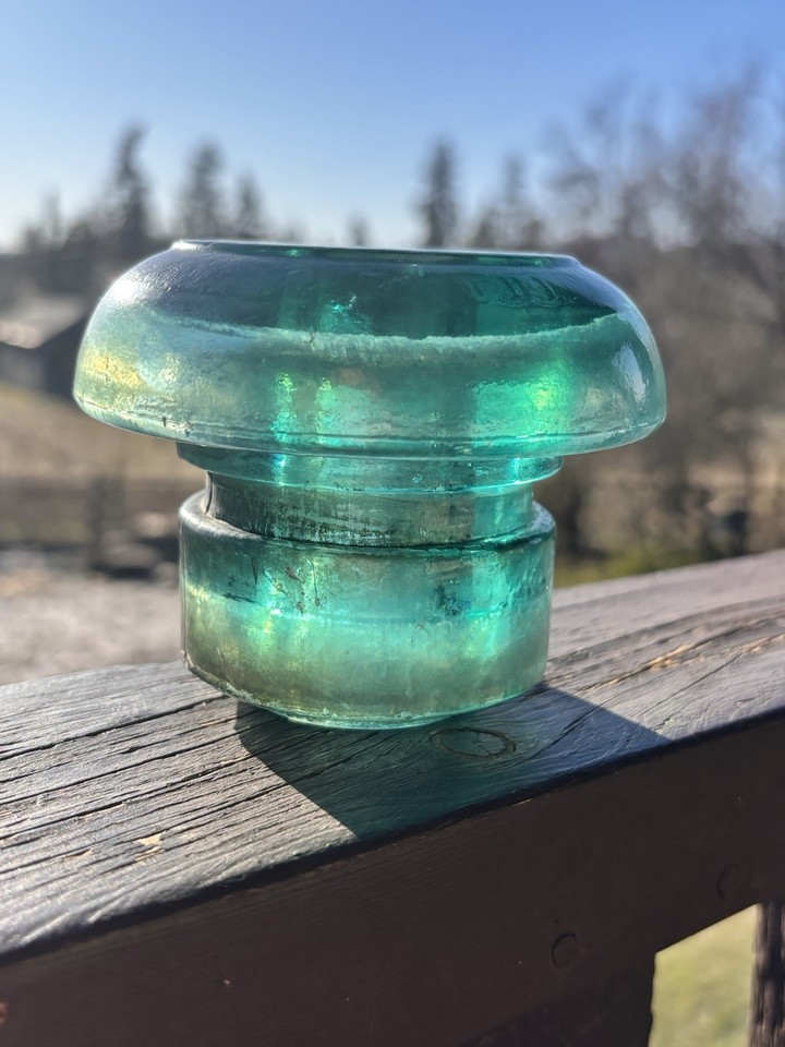 Antique Aqua Glass Power Insulator c.1900 – Large Western U.S. Line #13 ...