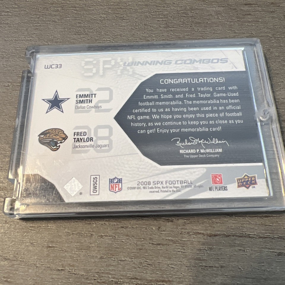 2008 SPX PURPLE WINNING COMBOS 11/49 JERSEY DUAL RELIC EMMITT SMITH ...