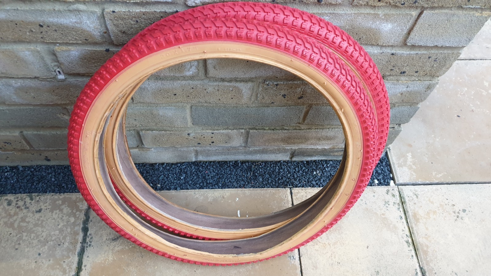 Old School Bmx Ammaco Mongoose Snake Bite Tyres Pair Red 20 X 1.75 | eBay