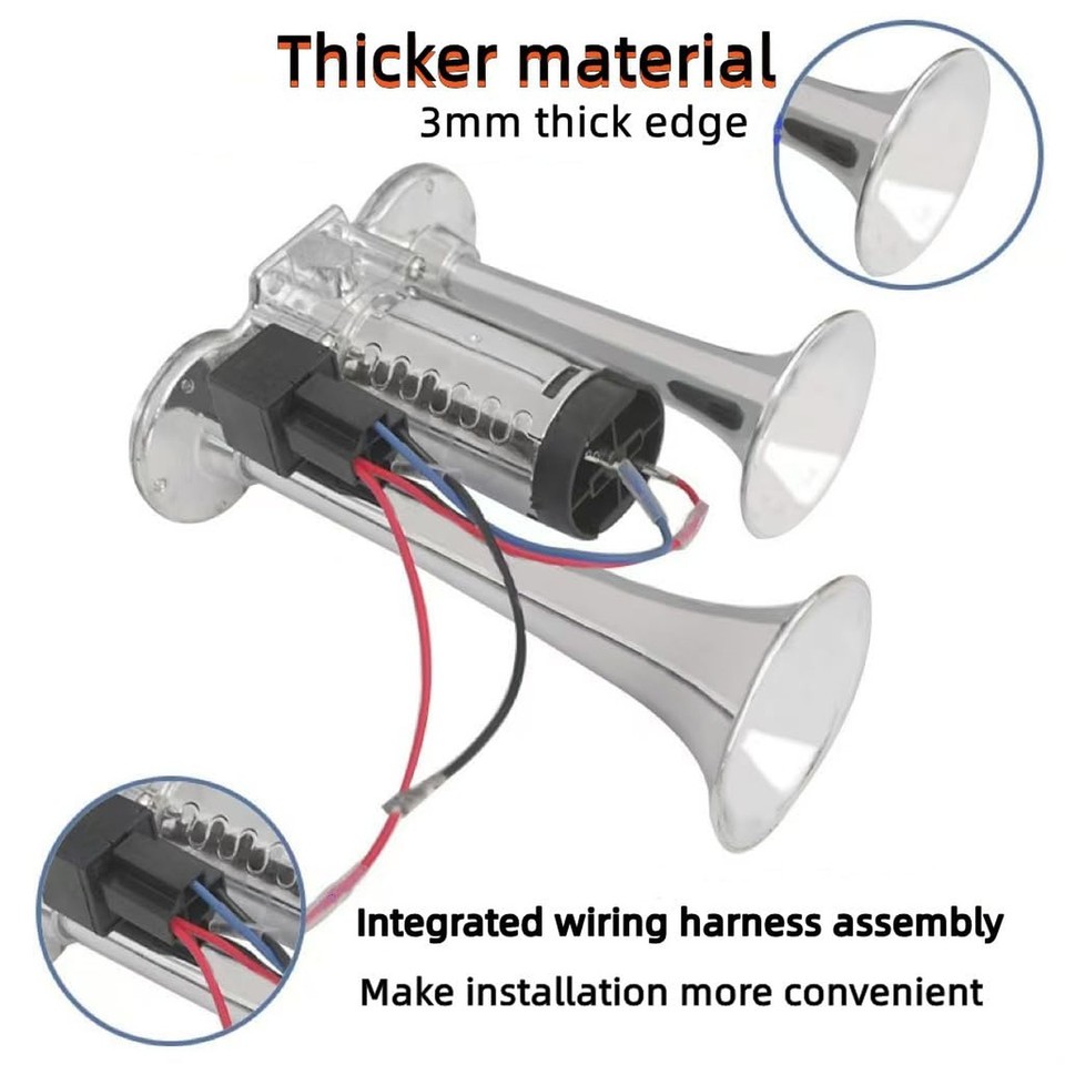 12V 600DB Air Horn Dual Trumpets,Super Loud Air Horn for Truck, Dual ...