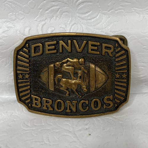 Denver Broncos NFL Vtg 1976 First Issue Solid Brass Heritage Mint Belt ...