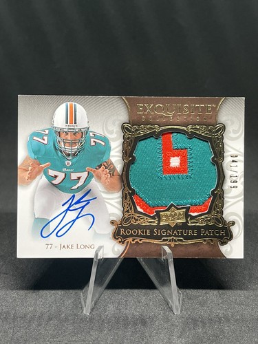 2008 Upper Deck Exquisite Jake Long Rookie Auto Dolphins 3 Color Patch ...