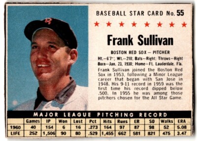 1961 Post Cereal Frank Sullivan #55 Boston Red Sox | eBay