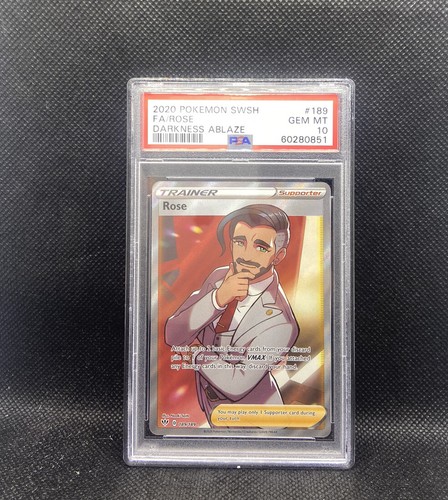 Rose 189/189 PSA 10 GEM 2020 Pokémon SWSH Darkness Ablaze Card TCG ...