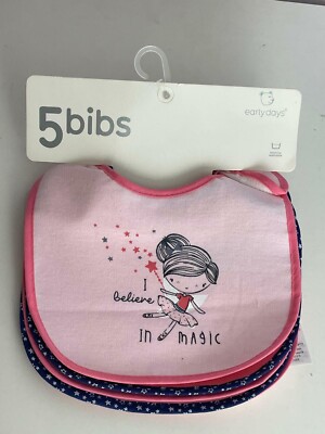 Primark Baby Bibs I Believe In Magic Early Days 5pcs Pink Christmas ...