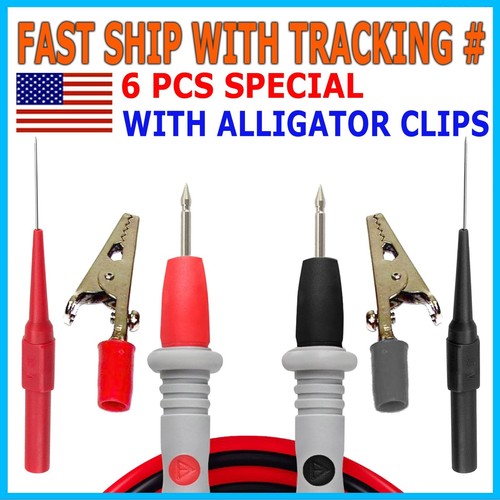 4X Multimeter Test Leads for Fluke Meter Electrical Alligator Clips ...