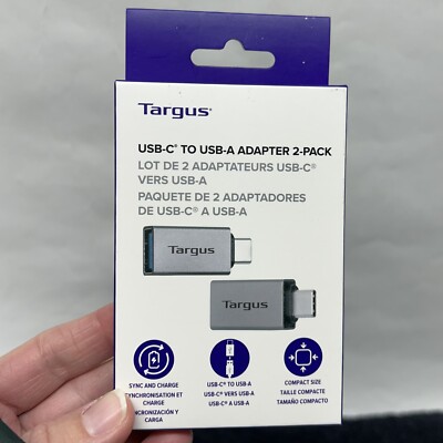 Targus USB-C to USB-A Adapters, Silver, Pack of 2 Adapters, ACA979GL ...