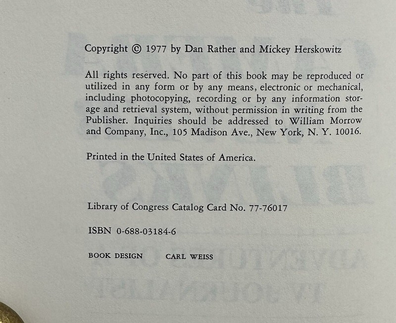 Signed 1st Edition Dan Rather The Camera Never Blinks TV Journalist CBS ...