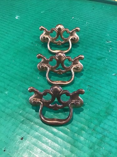 Lot of 3 Vintage Keeler Brass Fixed Drop Bail Drawer Pulls Handle KBC ...