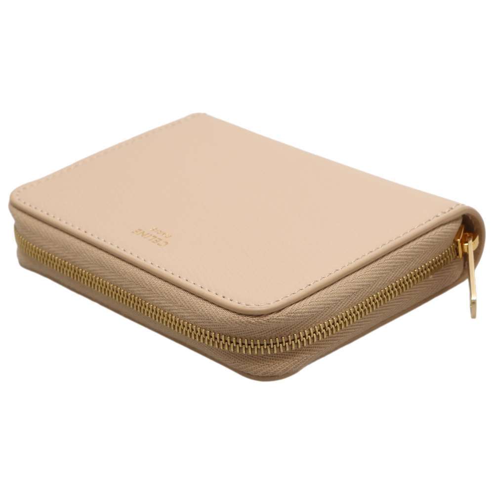 CELINE Compact zip wallet Grain Leather Beige 10B663B… - Gem
