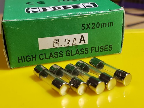 LOT OF 5 Glass Fuses 6.3A 250V FUSE F6.3AL250V 6.3 Amp Fast Blow 5mm x ...