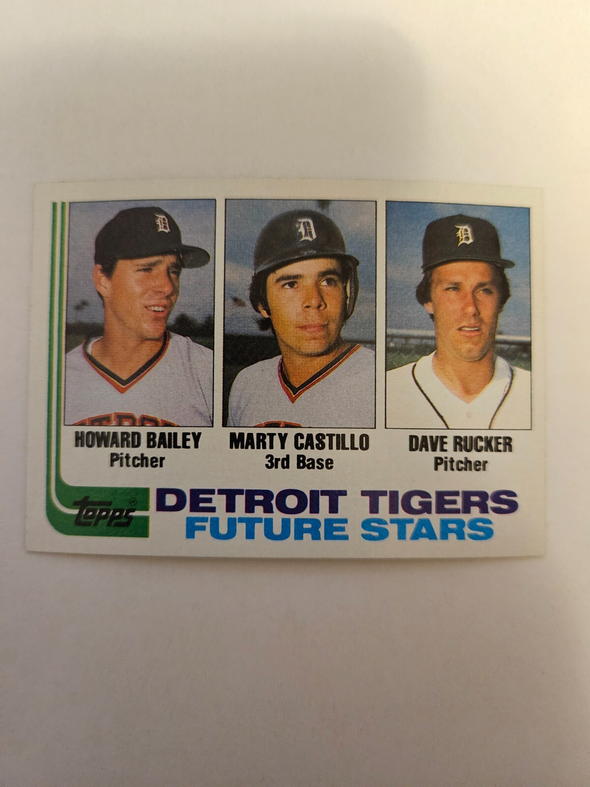 1982 TOPPS TIGERS FUTURE STARS HOWARD BAILEY/MARTY CASTILLO/DAVE RUCKER ...
