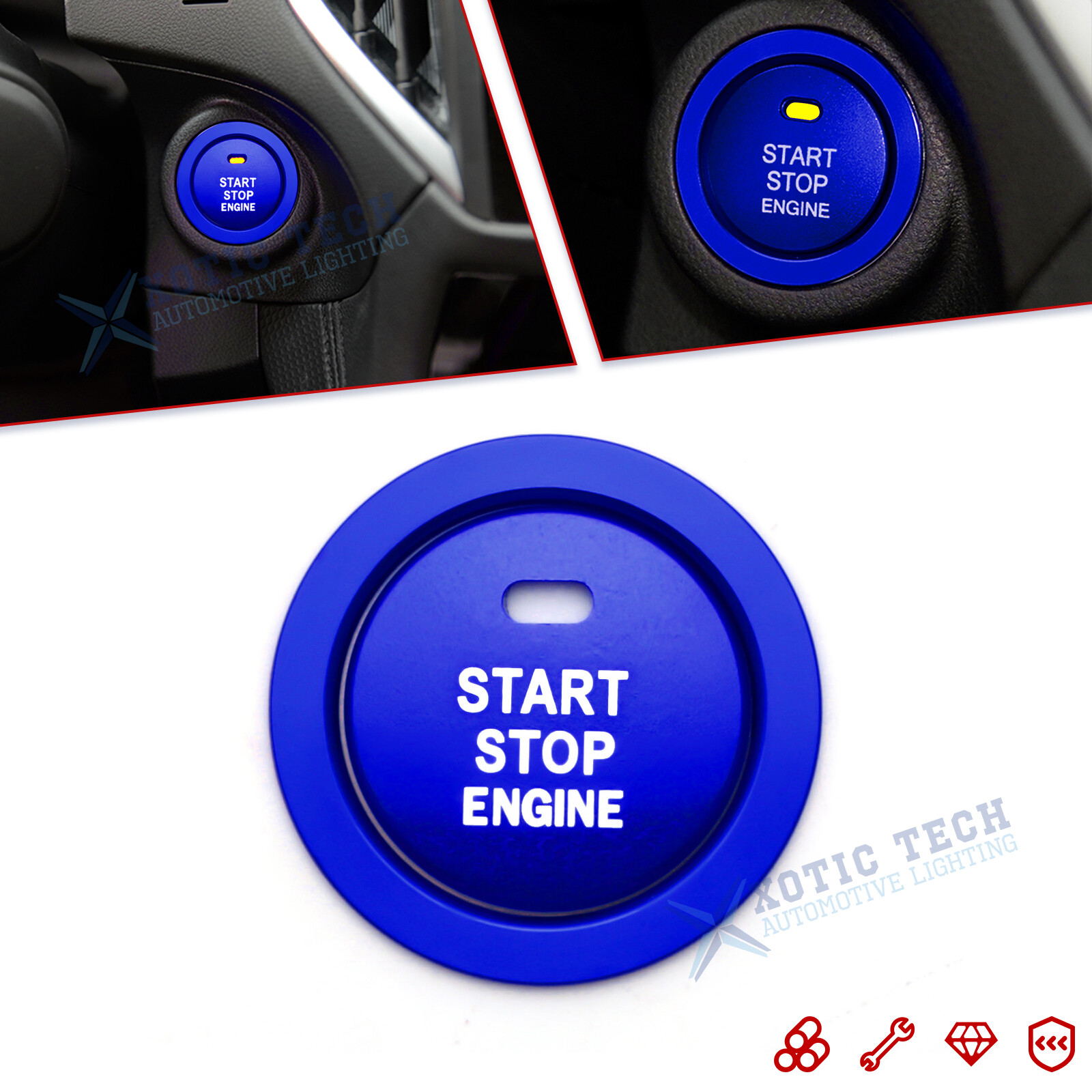 Blue Engine Push Start Button w/Ring Cover Trim For Subaru WRX STI ...