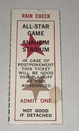 1967 All Star Game Audit Ticket Stub RAIN CHECK Good in case of ...