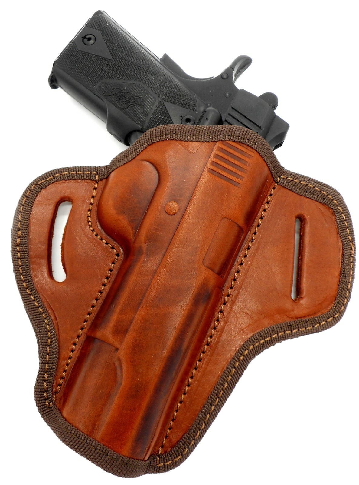 Right Hand OWB Open Top Belt Holster in Brown Leather for ROCK ISLAND ...