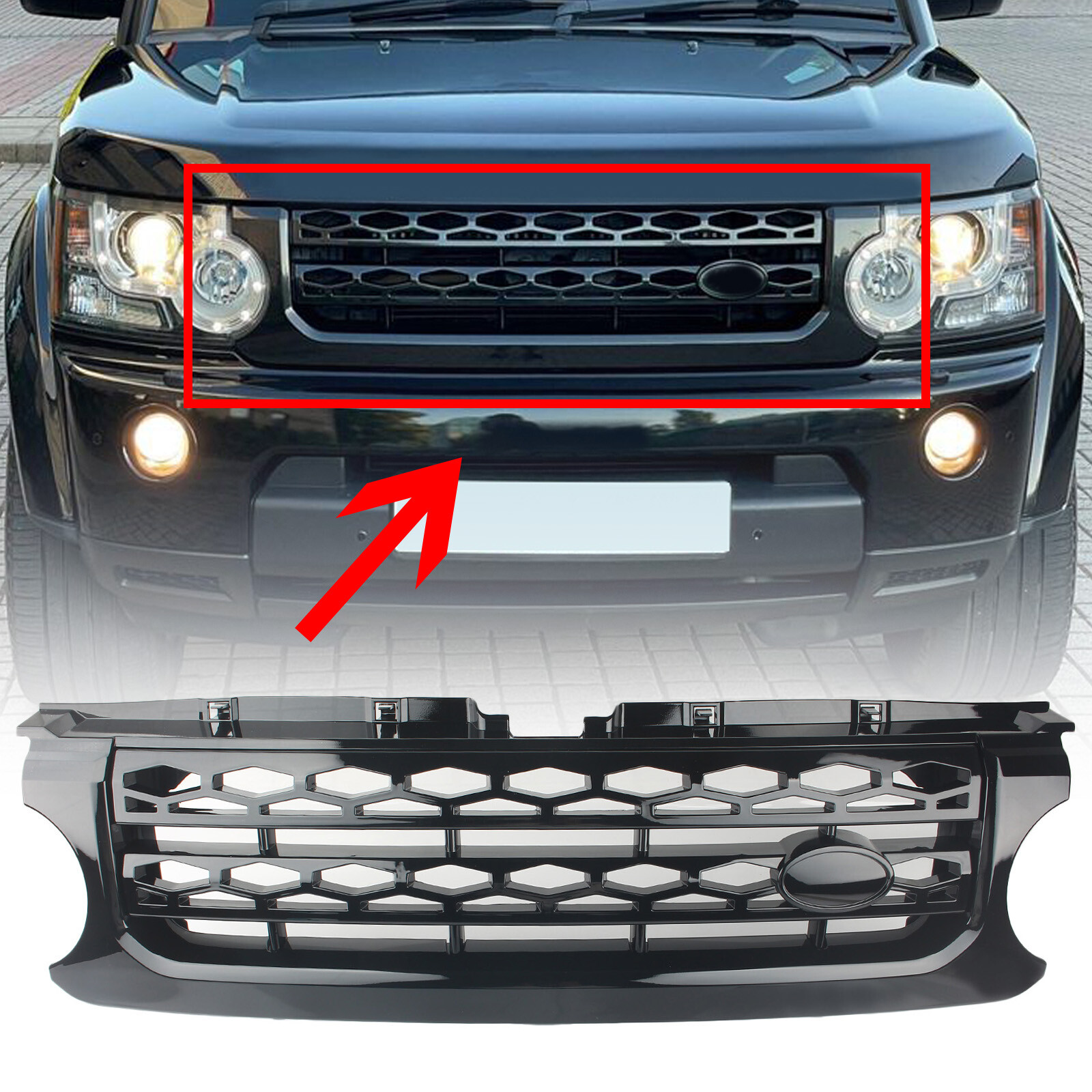 Front Grille Full Black Grill For Land Rover Discovery LR4 2010 2012 ...