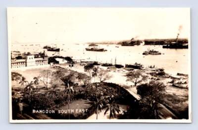 Rangoon Harbor RPPC Antique BURMA Yangon Myanmar Real Photo Postcard ...