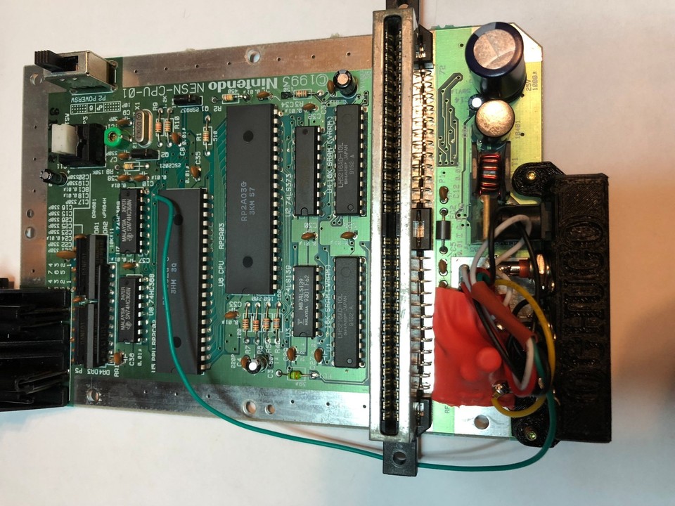 NES 101 video add-on board, power led and 3D Printed Back *A/V out* NES ...