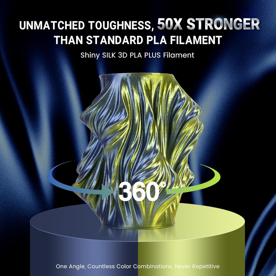 SUNLU Silk PLA Plus Triple Color 3D Printer Filament Blue+Green+Purple ...